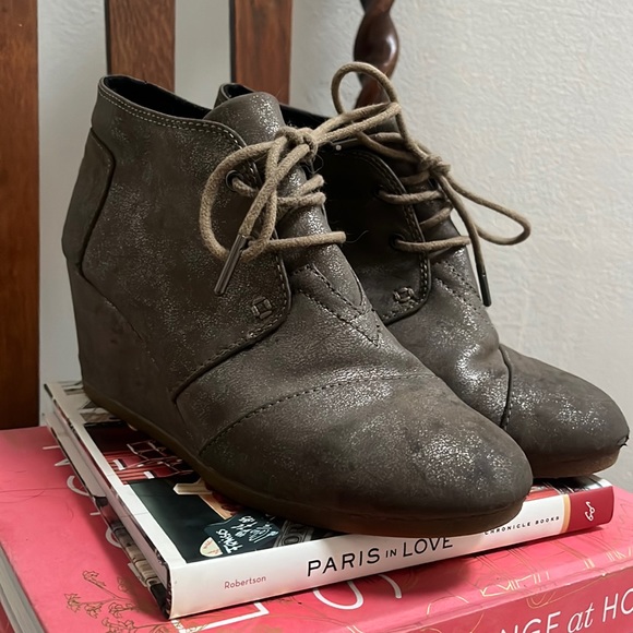 Toms | Shoes | Pewter Toms Wedge Booties | Poshmark